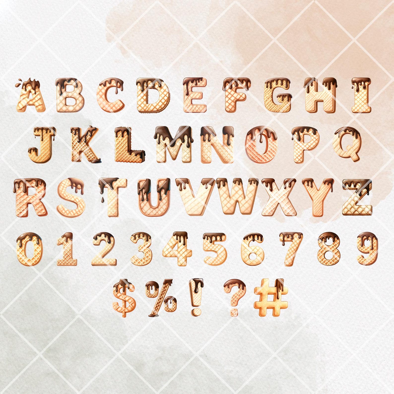 Chocolate Alphabet Clipart Bundle: Dessert Font PNG (digital Download ...