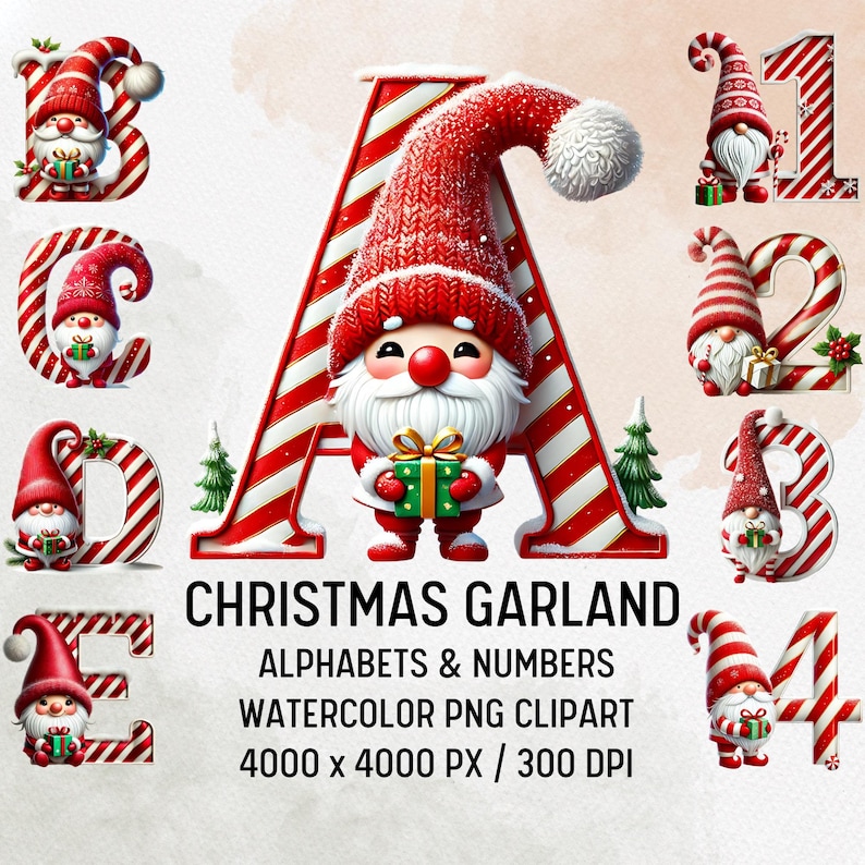 Christmas Gnome Alphabet PNG Clipart | Holiday Letters (digital ...