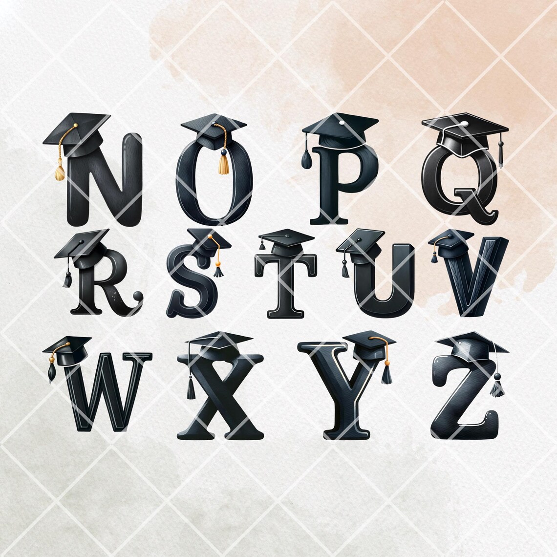 3D Graduation Alphabet Clipart: Diploma PNG Designs (digital Download ...