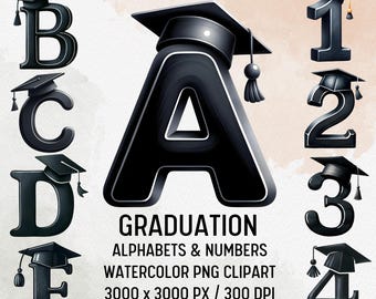 Graduation Alphabet Clipart, Diploma Letter PNG, Cap Font, Graduation ...