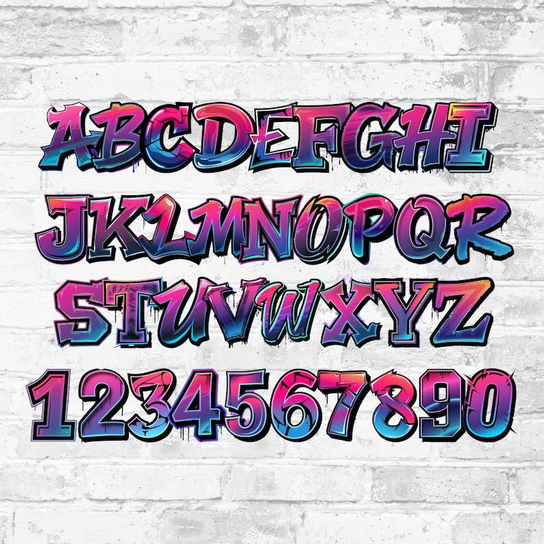 Graffiti Alphabet PNG: Urban Font Designs (commercial Use) (digital ...