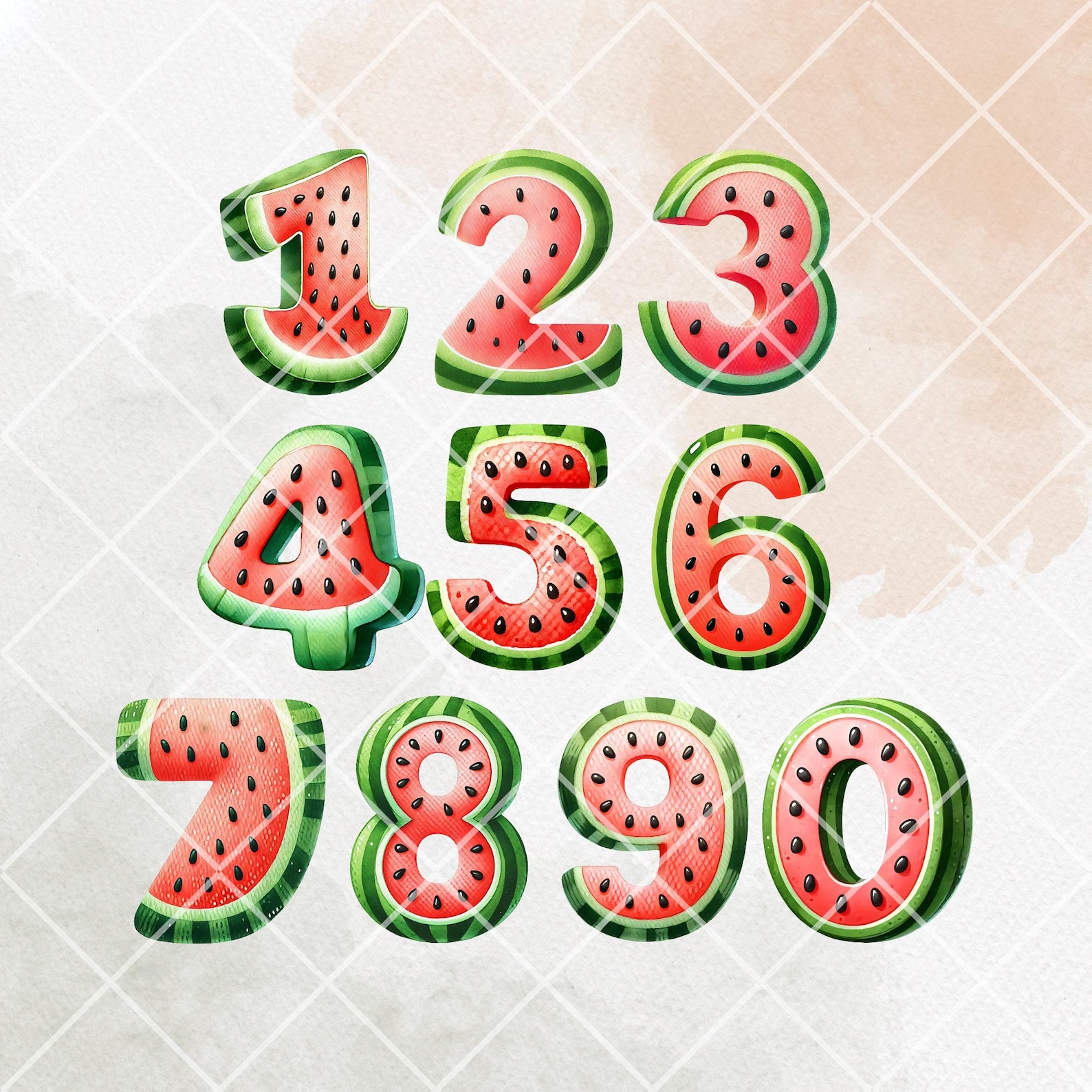 Watermelon Alphabet Clip Art: Summer Watercolor Font (digital Download ...