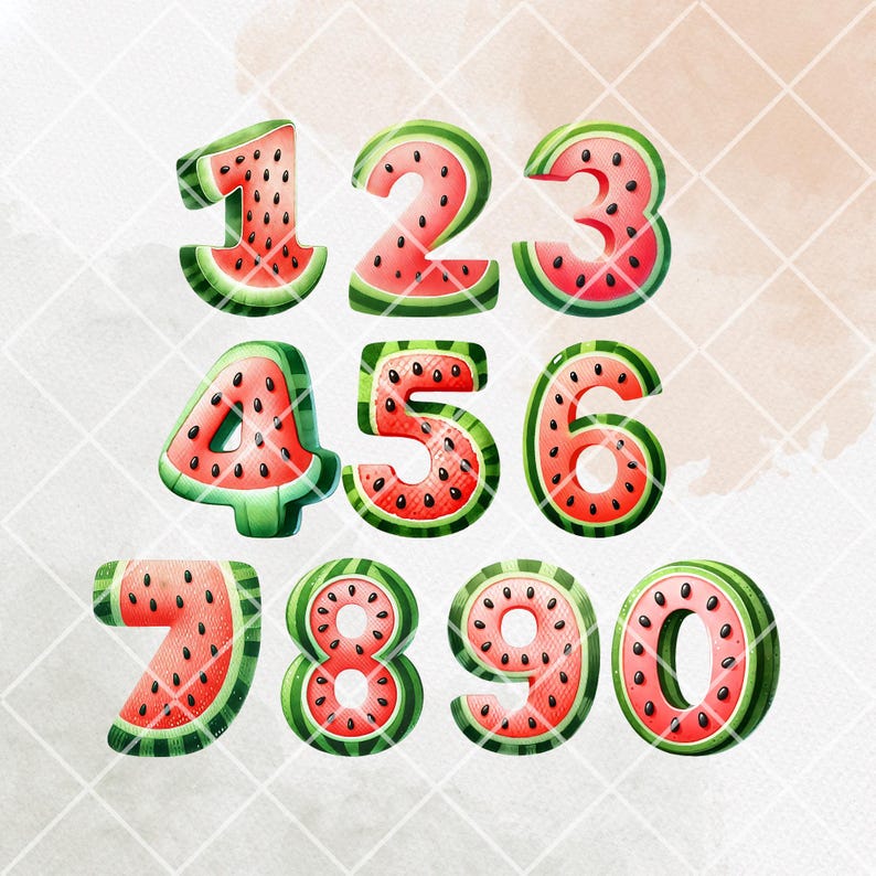 Watermelon Alphabet Clip Art: Summer Watercolor Font (digital Download ...