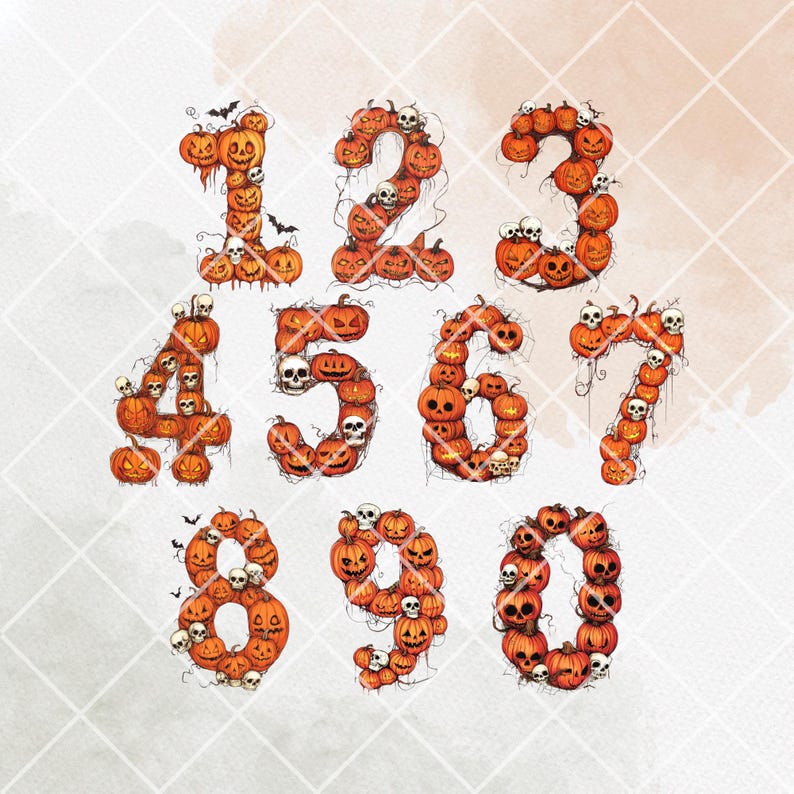 Pumpkin Skull Alphabet Clipart, Spooky Halloween Font (PNG Digital ...