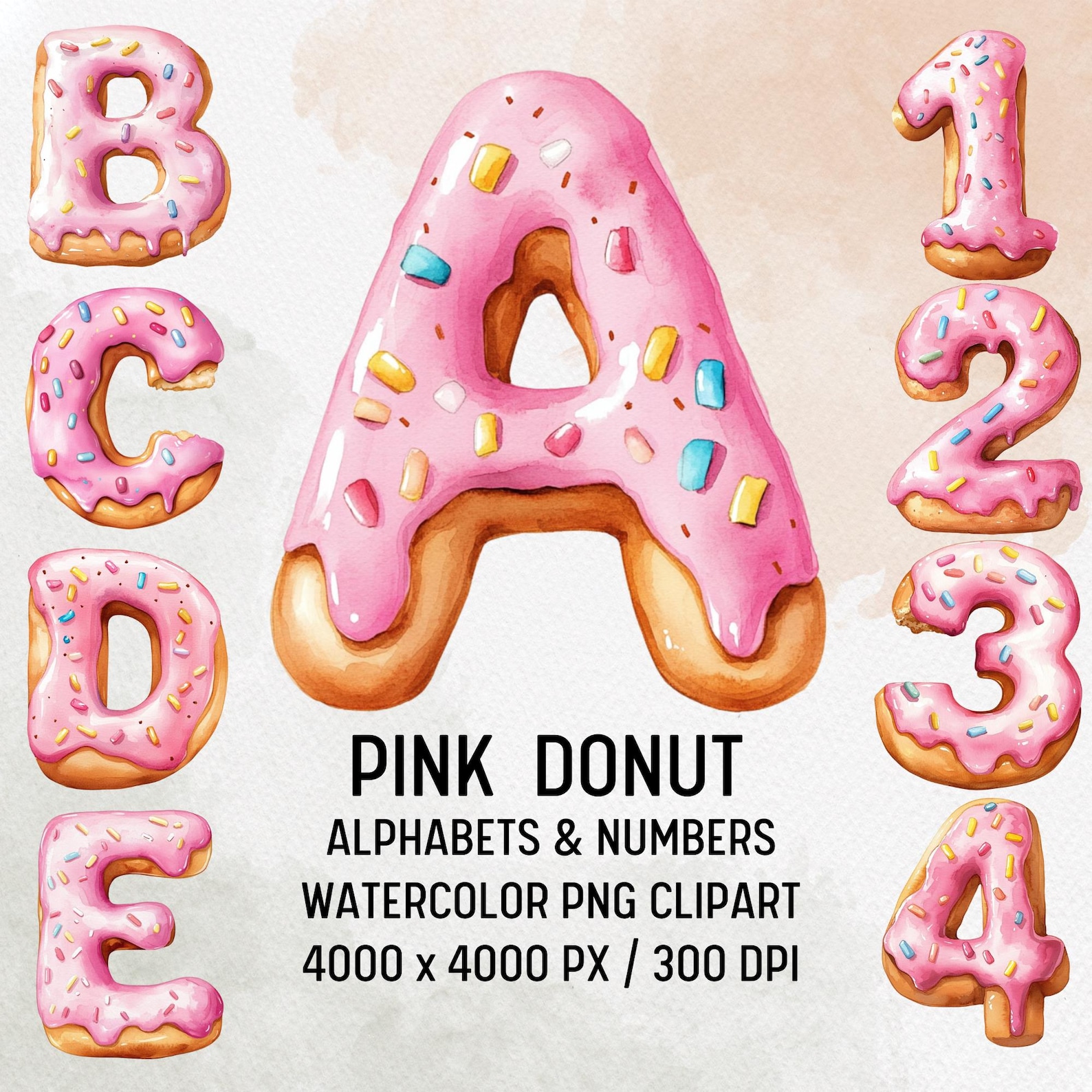 Pink Donut Letter Clipart: Frosted Alphabet PNG (digital Download) - Etsy