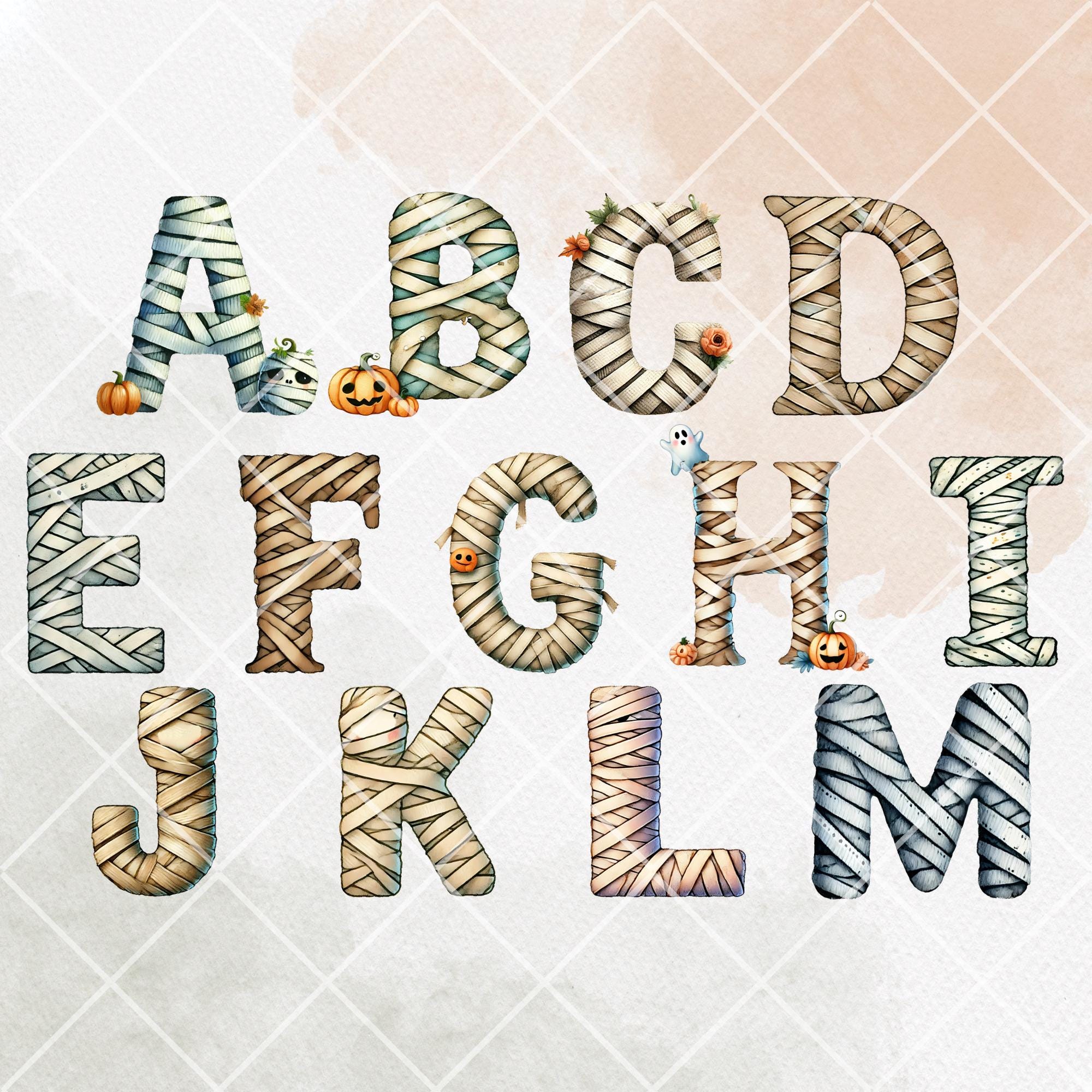 Mummy Alphabet PNG Clipart | Spooky Wrapped Font Digital Download ...