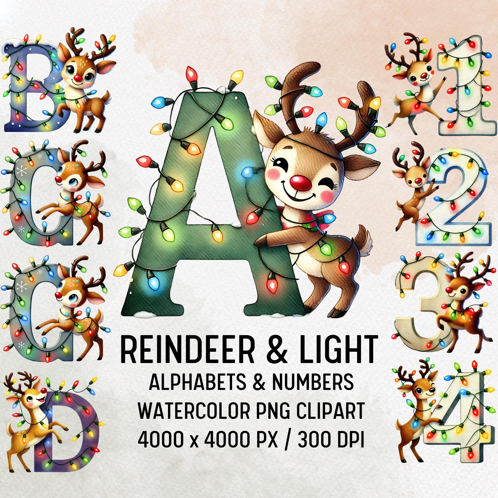 Reindeer Christmas Lights Alphabet PNG Clipart | Holiday Font (digital ...
