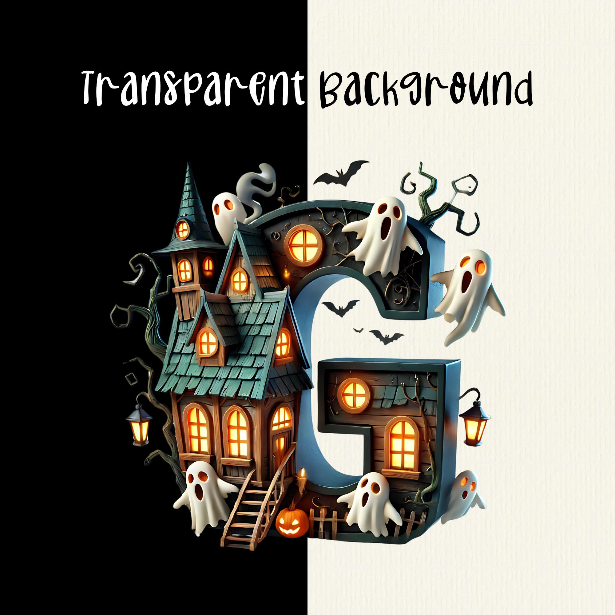 Halloween Haunted House Alphabet Clipart (PNG) - Etsy