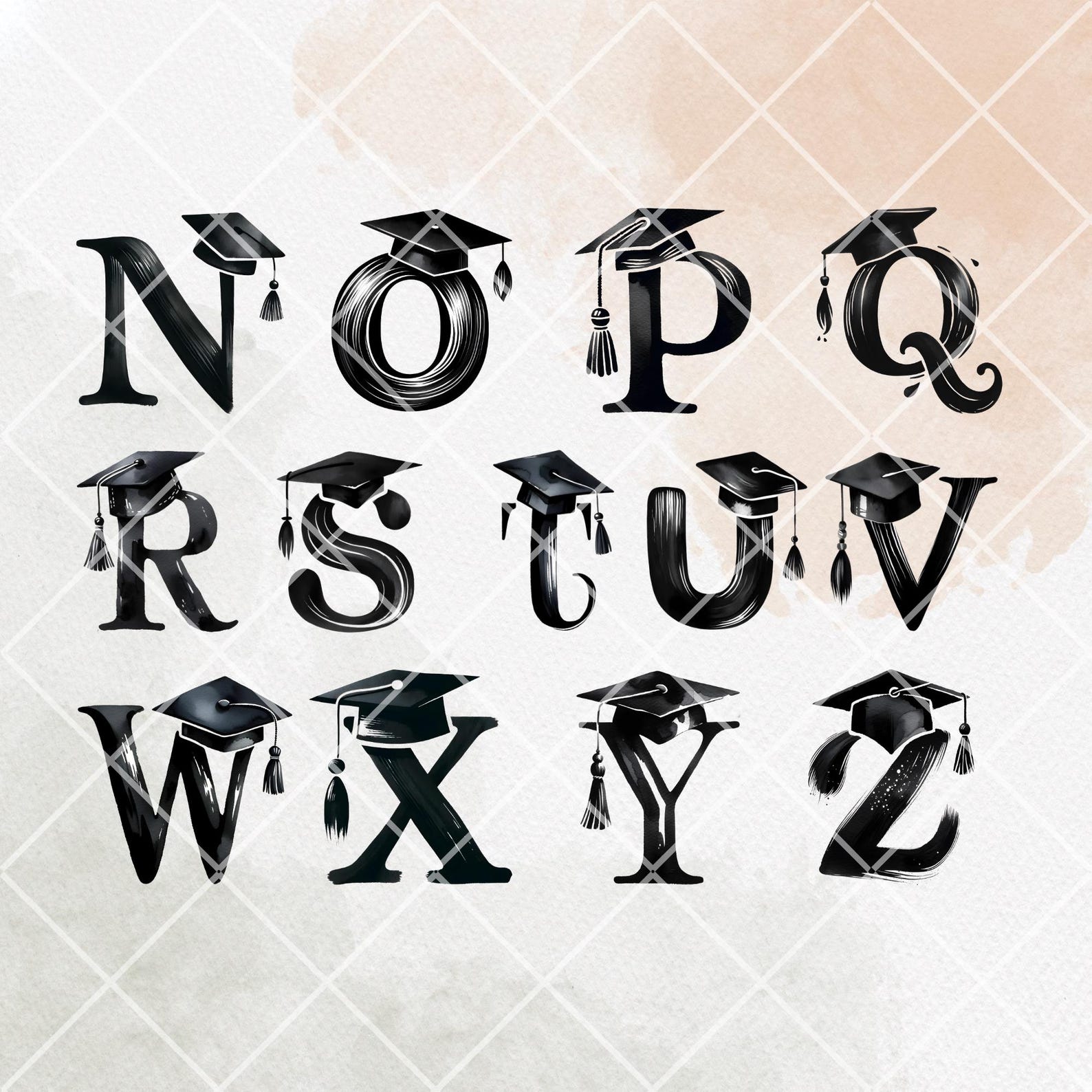 Graduation Alphabet Clipart, Diploma Letter PNG, Cap Font, Graduation ...