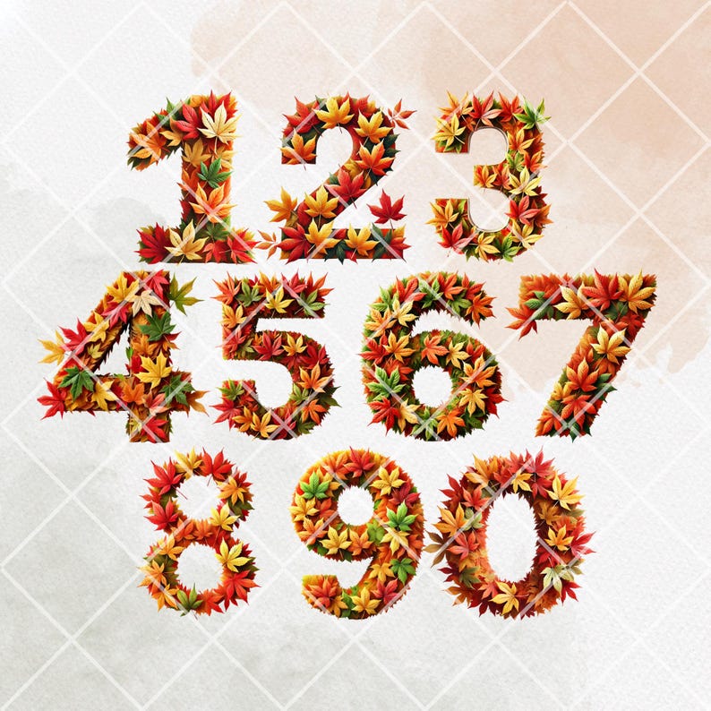 Autumn Maple Leaf Alphabet Clipart: Watercolor PNG Designs (digital ...