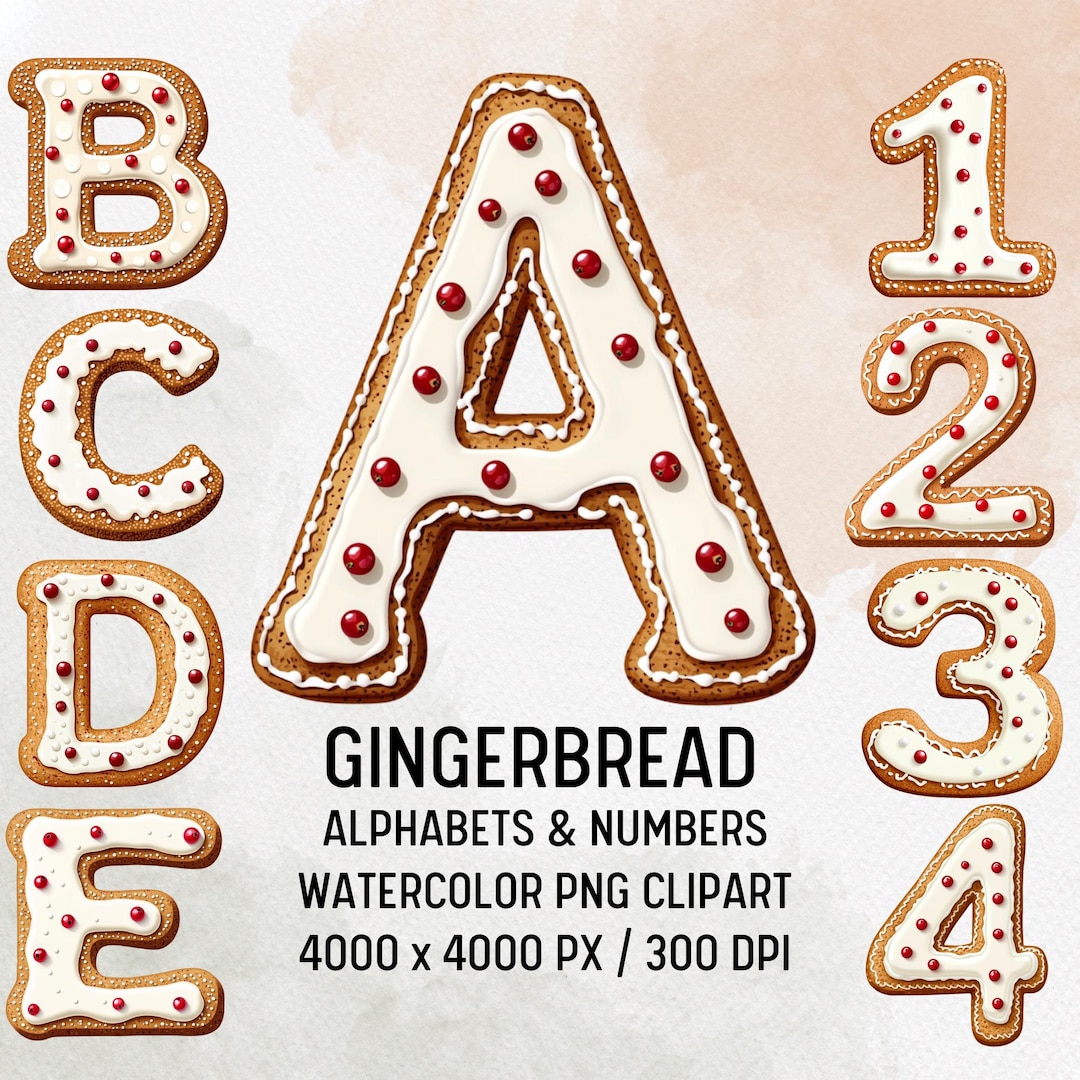 Gingerbread Letter Clipart PNG Festive Cookie Alphabet Christmas ...