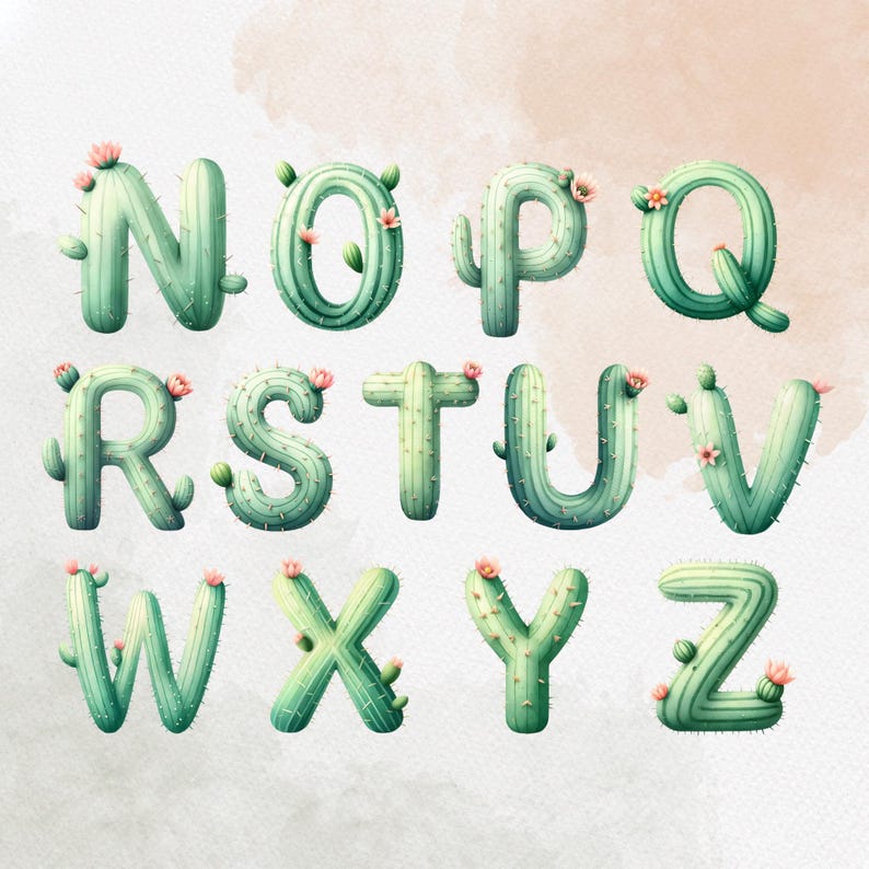 Cactus Alphabet Clipart: Desert Plant Font (PNG Digital Download) - Etsy