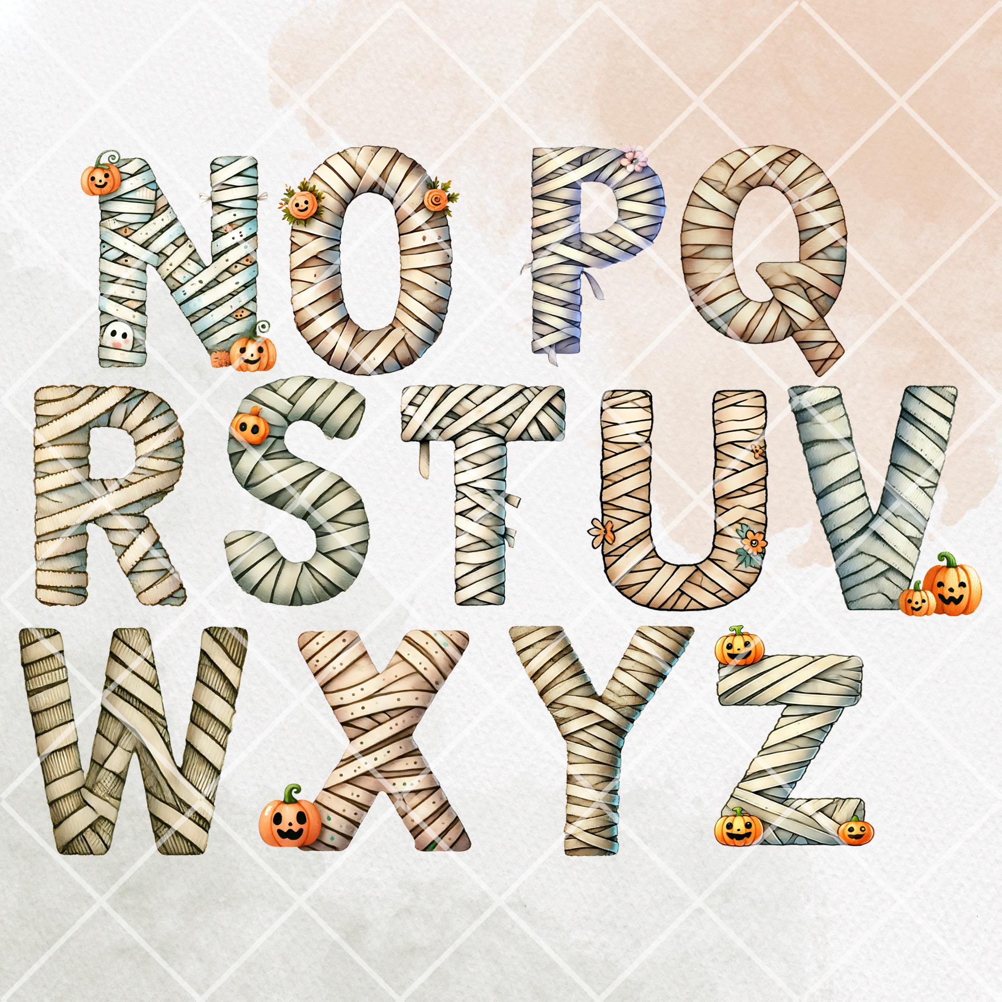 Mummy Alphabet PNG Clipart | Spooky Wrapped Font Digital Download ...