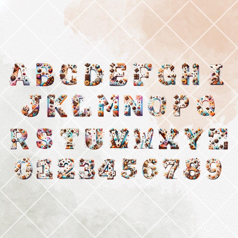 Chocolate Alphabet Clipart Bundle: Dessert Font PNG (digital Download ...