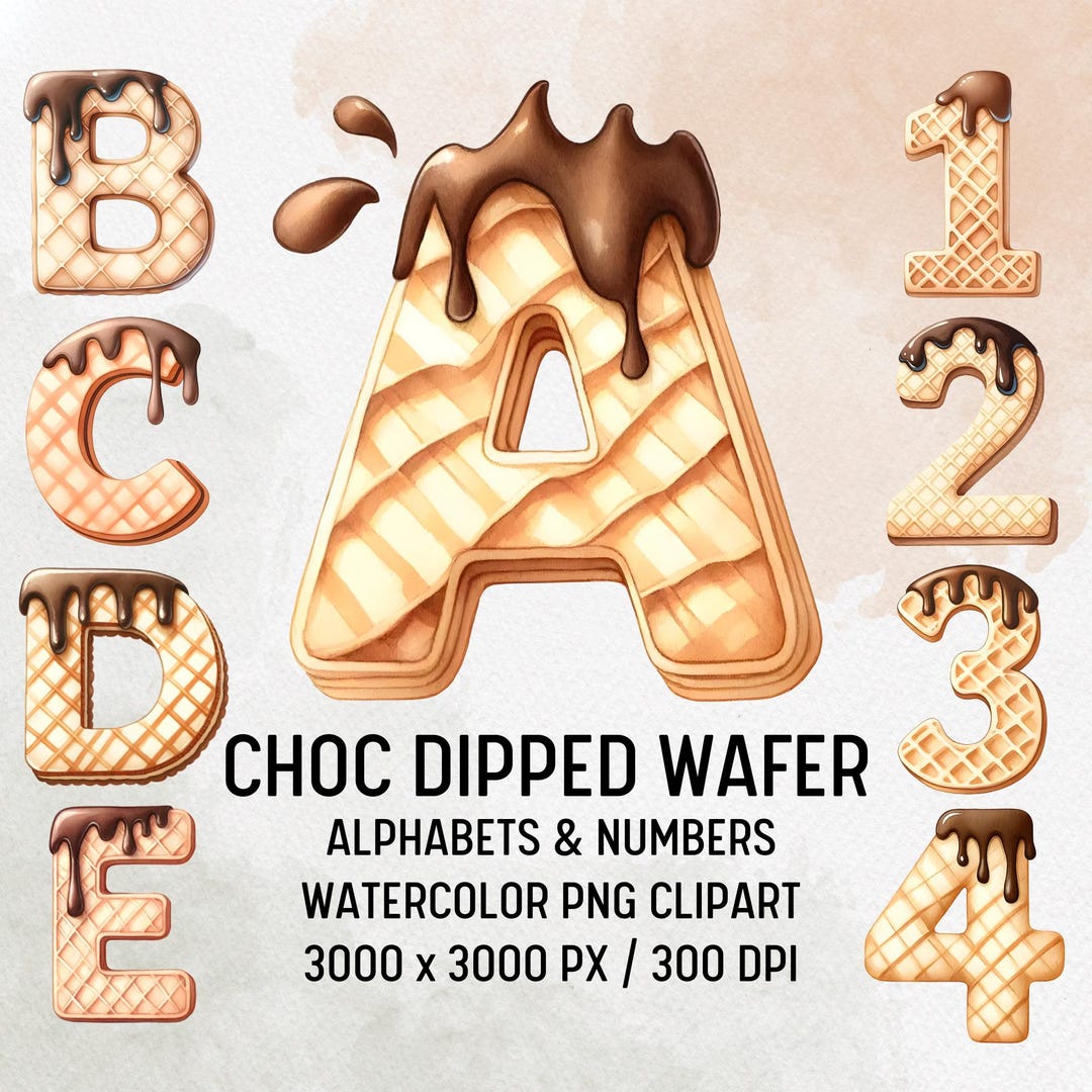 Chocolate Dip Wafer Alphabet PNG Clipart | Sweet Font Digital Download ...