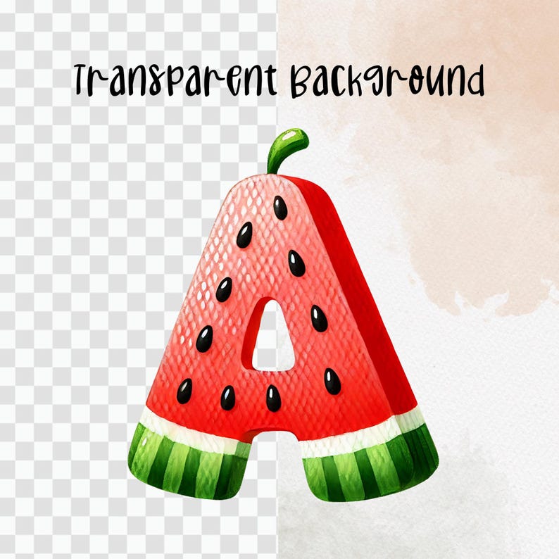 Watermelon Alphabet Clip Art: Summer Watercolor Font (digital Download ...