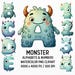 Monster Alphabet Clip Art, Watercolor Letters for Kids, Teachers ...