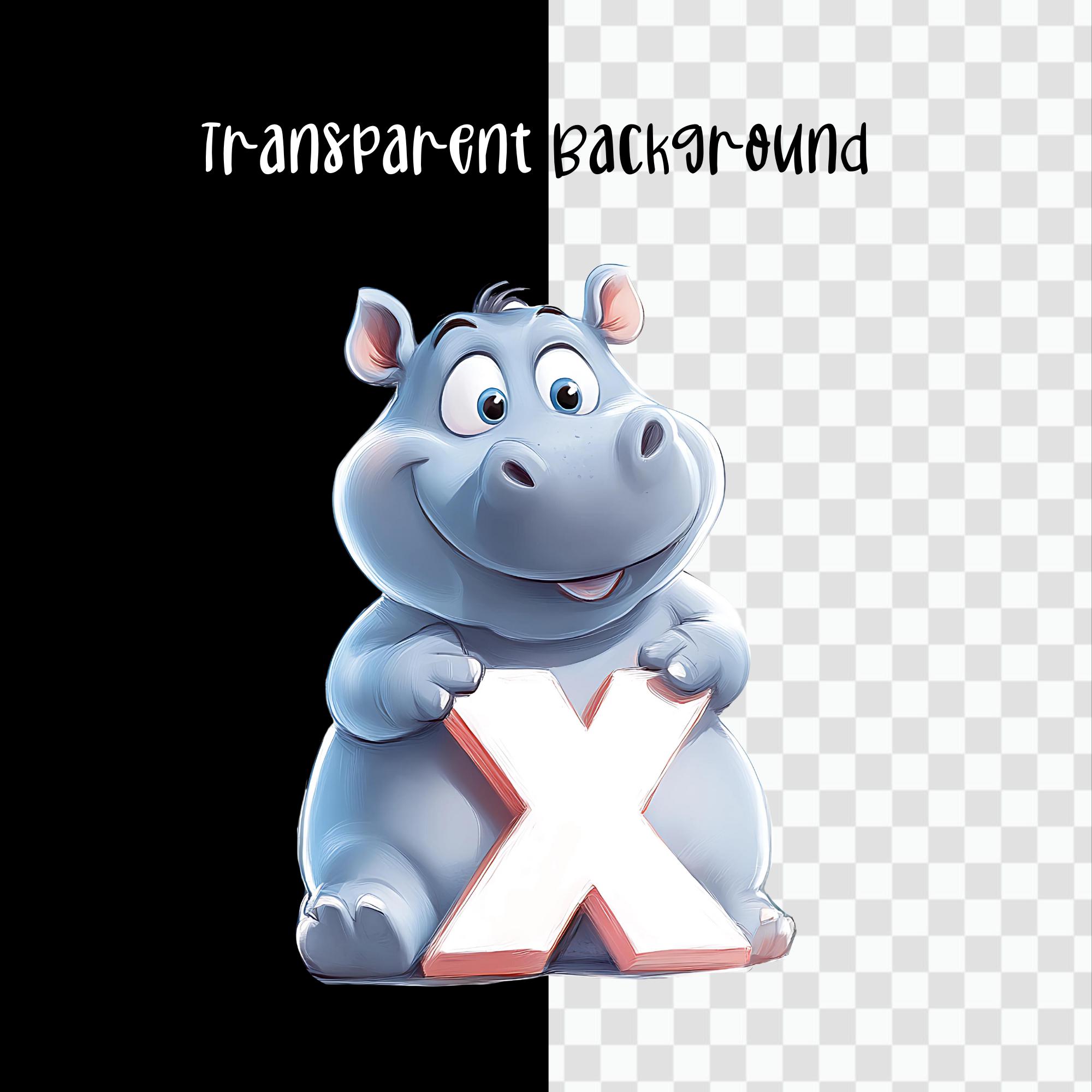 Cute Baby Hippo Alphabet Clipart, Adorable Hippo Letters PNG ...