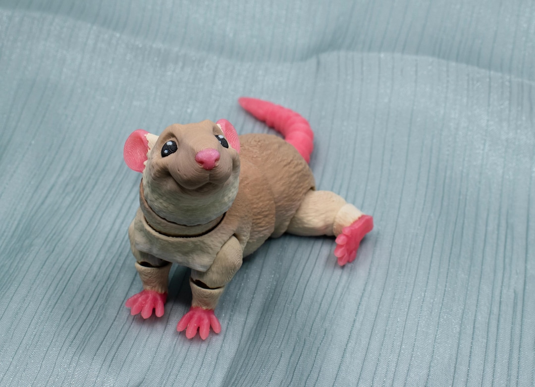 3D Printed Rat Articulated Toy Fidget Gift Desk and Bookshelf ...