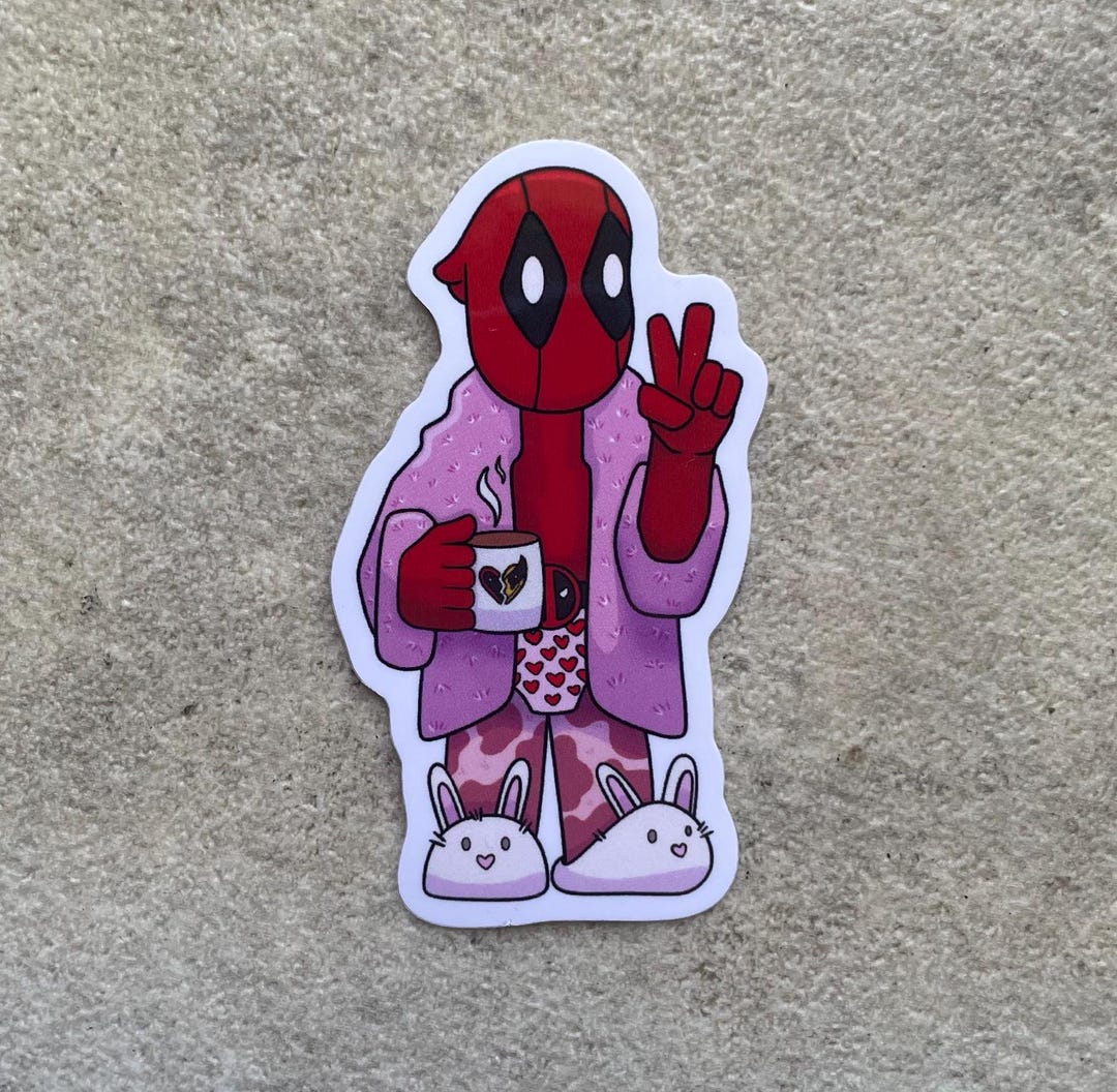 Superhero Deadpool Morning Coffee Sticker - Etsy Australia