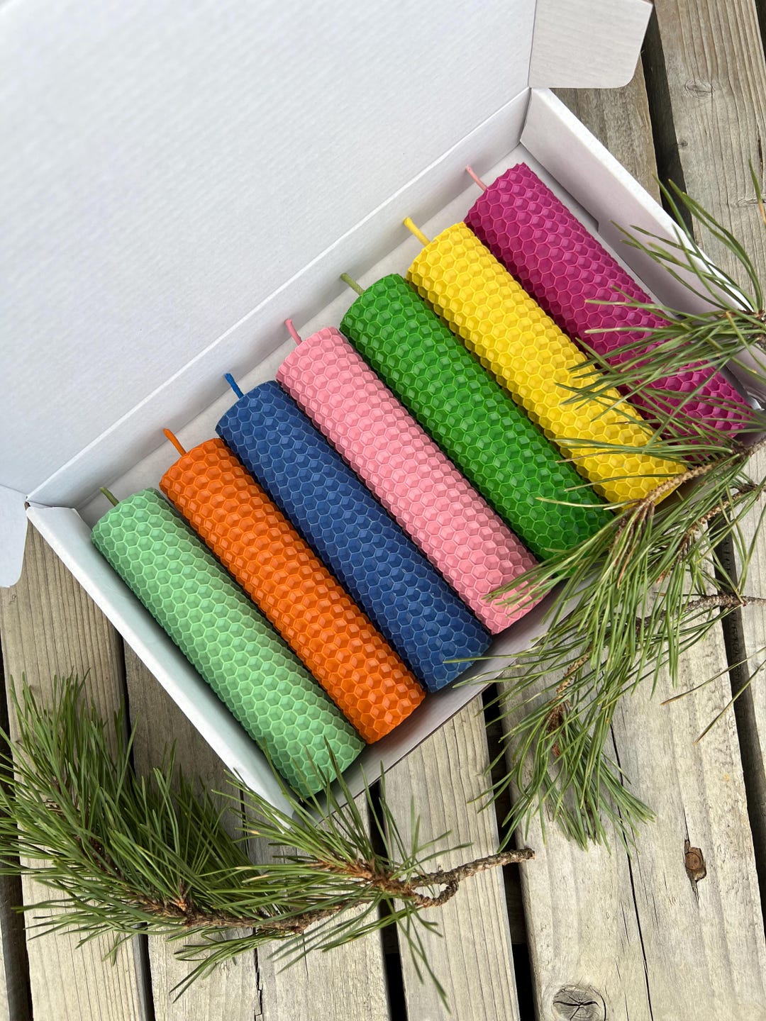 Set of Seven Beeswax Candles, Nature Candles, Handmade Candle Set ...