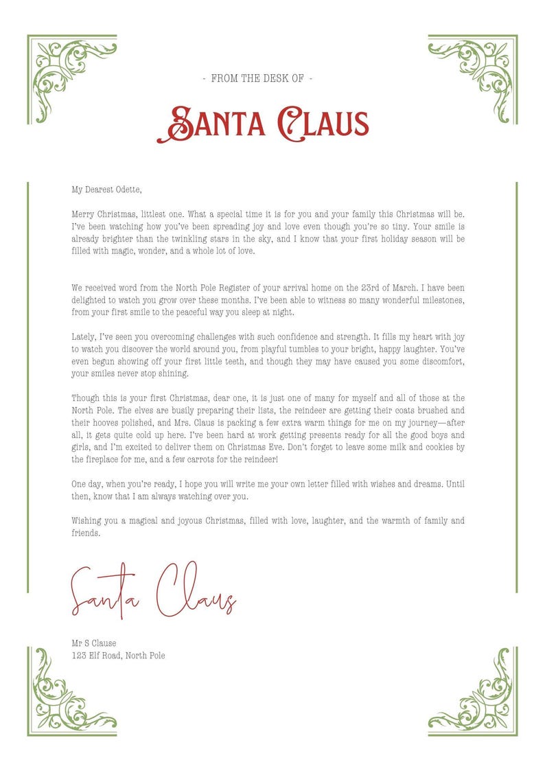 Letter From Santa Claus Baby's First Christmas - Etsy