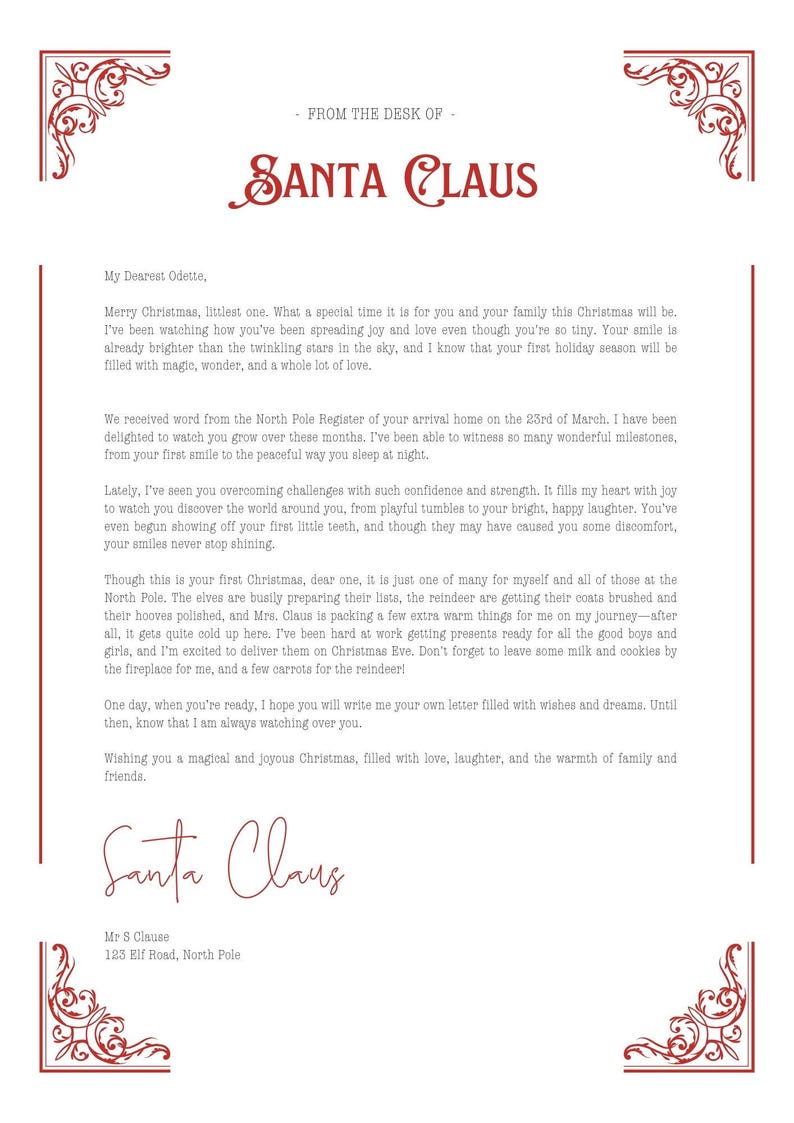 Letter From Santa Claus Baby's First Christmas - Etsy