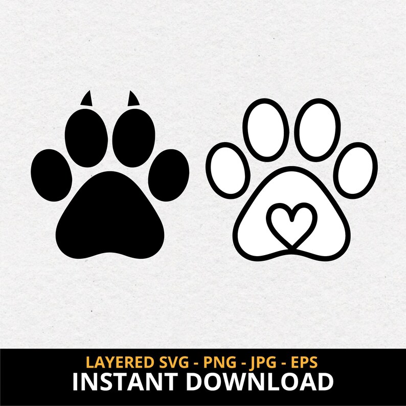 Layered Paw Print Svg Bundle, 4 Paw Footprint Png, Dog Paw Print Laser ...