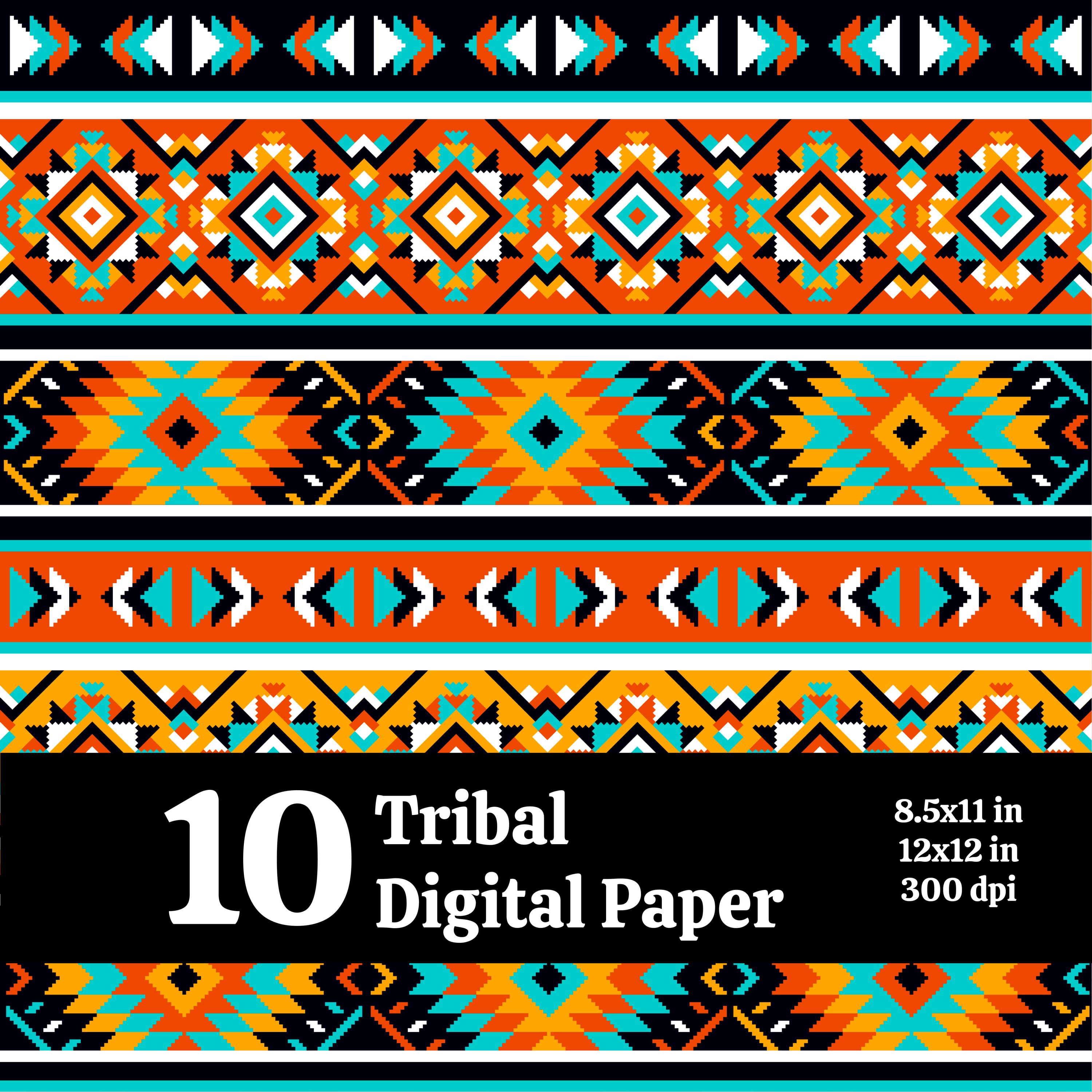 Tribal Digital Paper Bundle, Aztec Seamles Patterns, American Native ...
