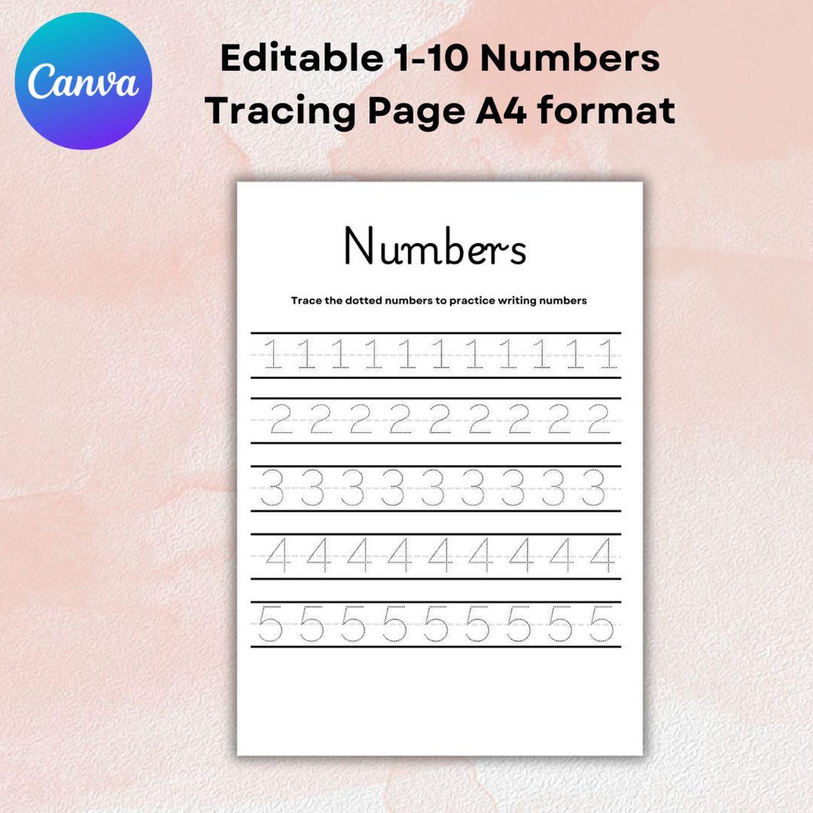 Printable Trace Numbers Worksheet, Traceable Numbers, Preschool ...