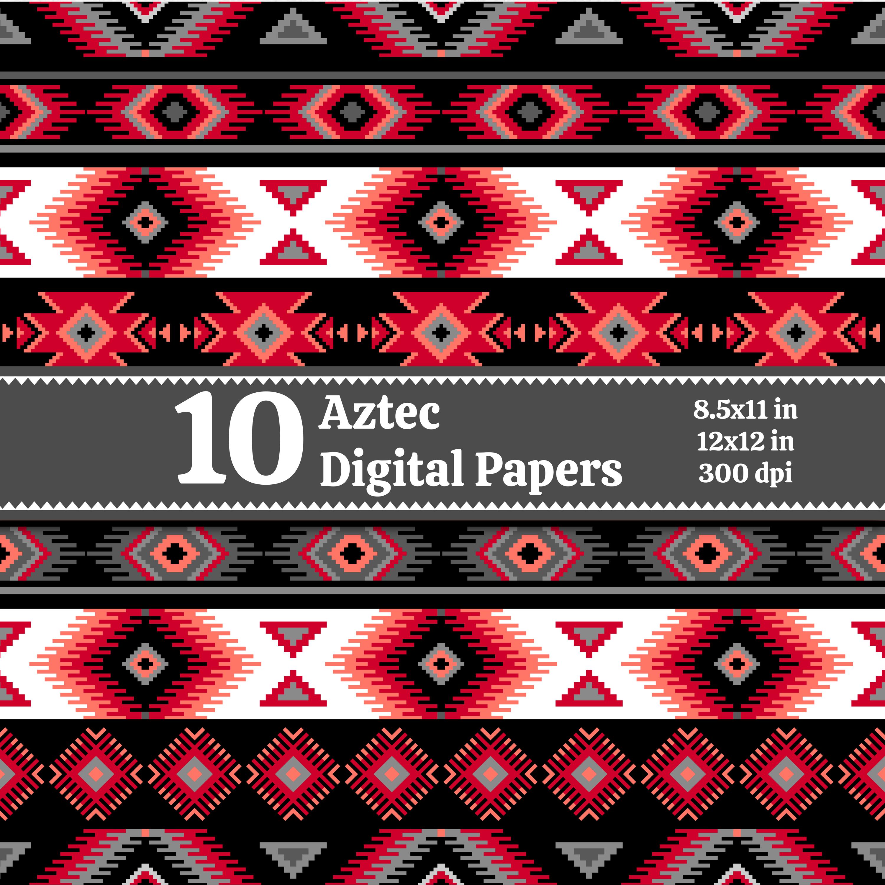 Aztec Digital Paper, Native American Inspired Geometric Patterns, Aztec ...