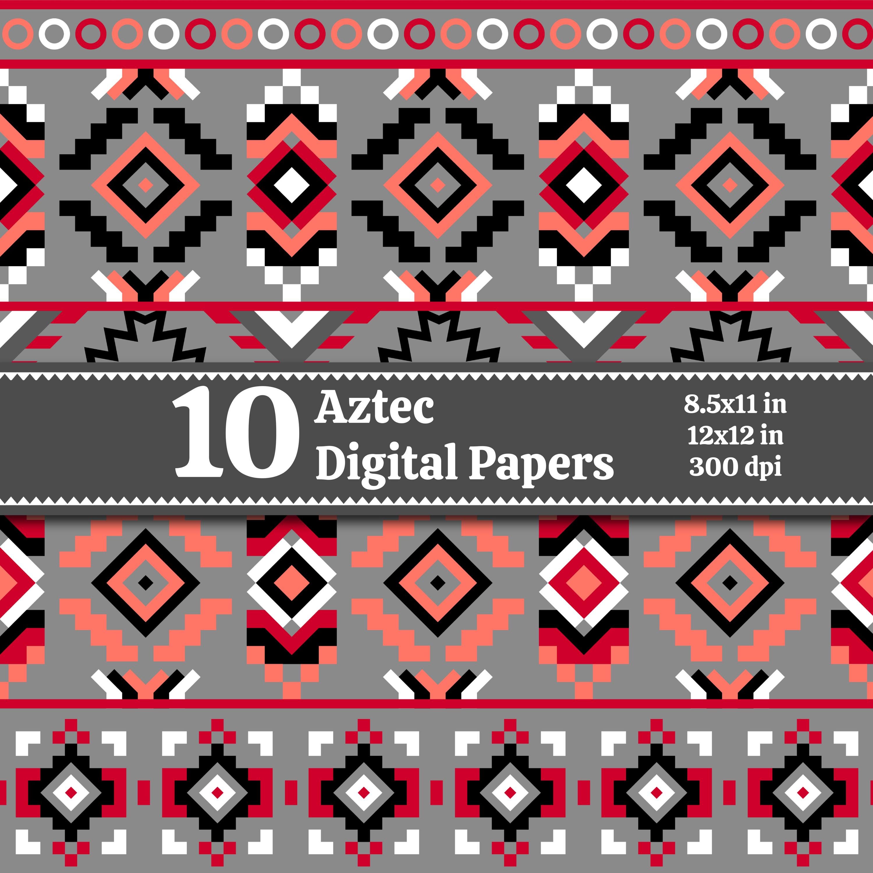 Aztec Digital Paper, Native American Inspired Geometric Patterns, Aztec ...