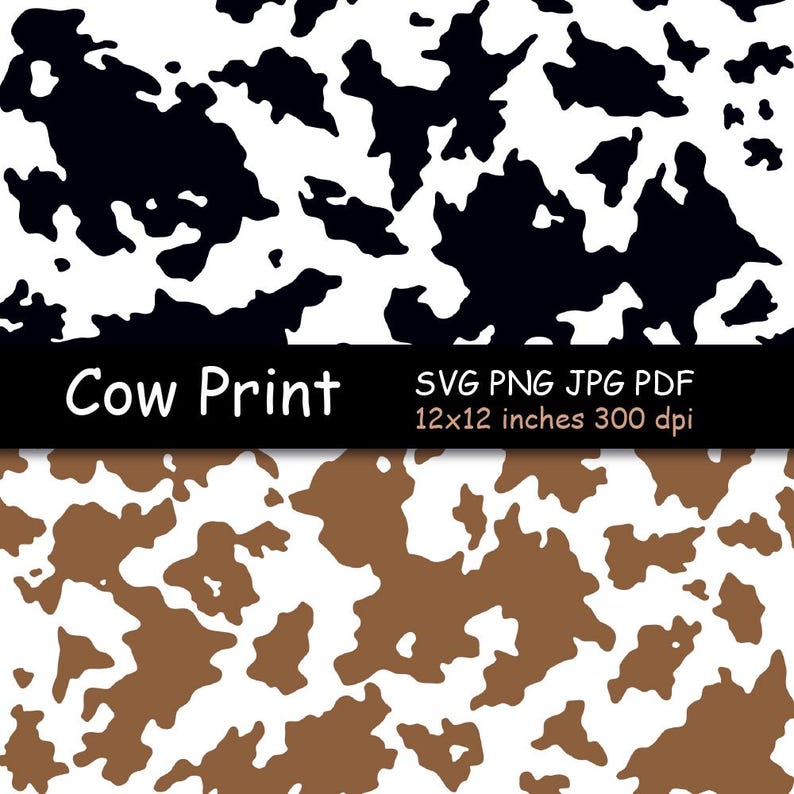 Cow Print Svg Bundle, Cow Print Digital Papers, Cow Digital Print in ...
