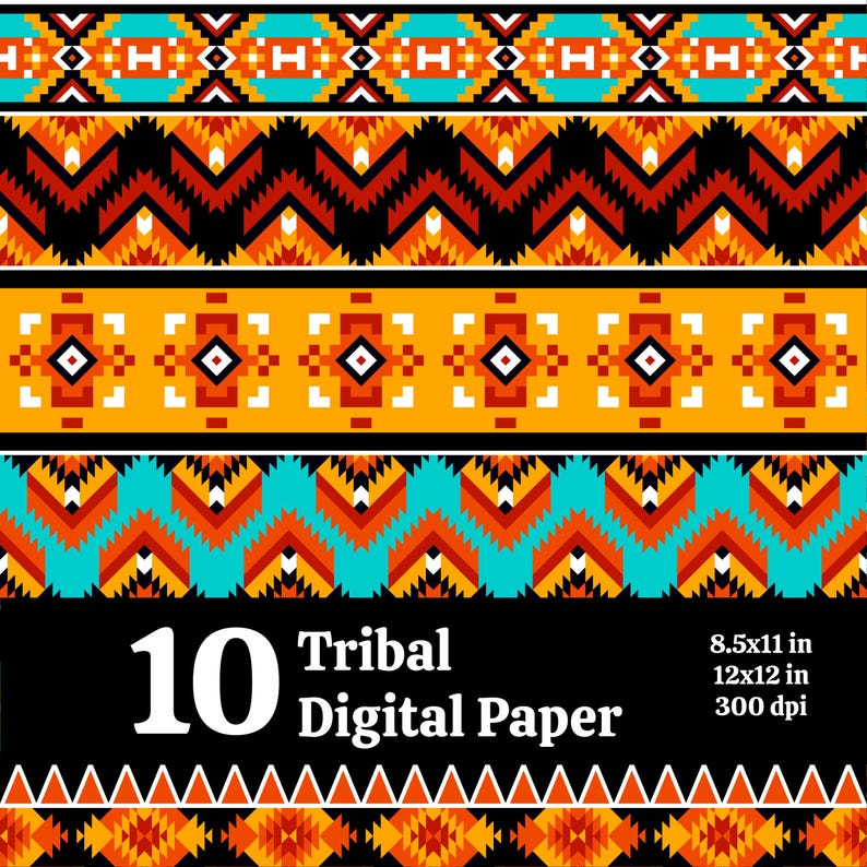 Tribal Digital Paper Bundle, Aztec Seamles Patterns, American Native ...