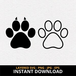 Layered Paw Print Svg Bundle, 4 Paw Footprint Png, Dog Paw Print Laser ...