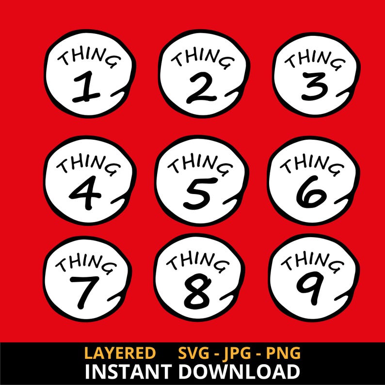 Thing 1 Thing 2 Svg Bundle, Layered Thing One Thing Two, Thing One ...