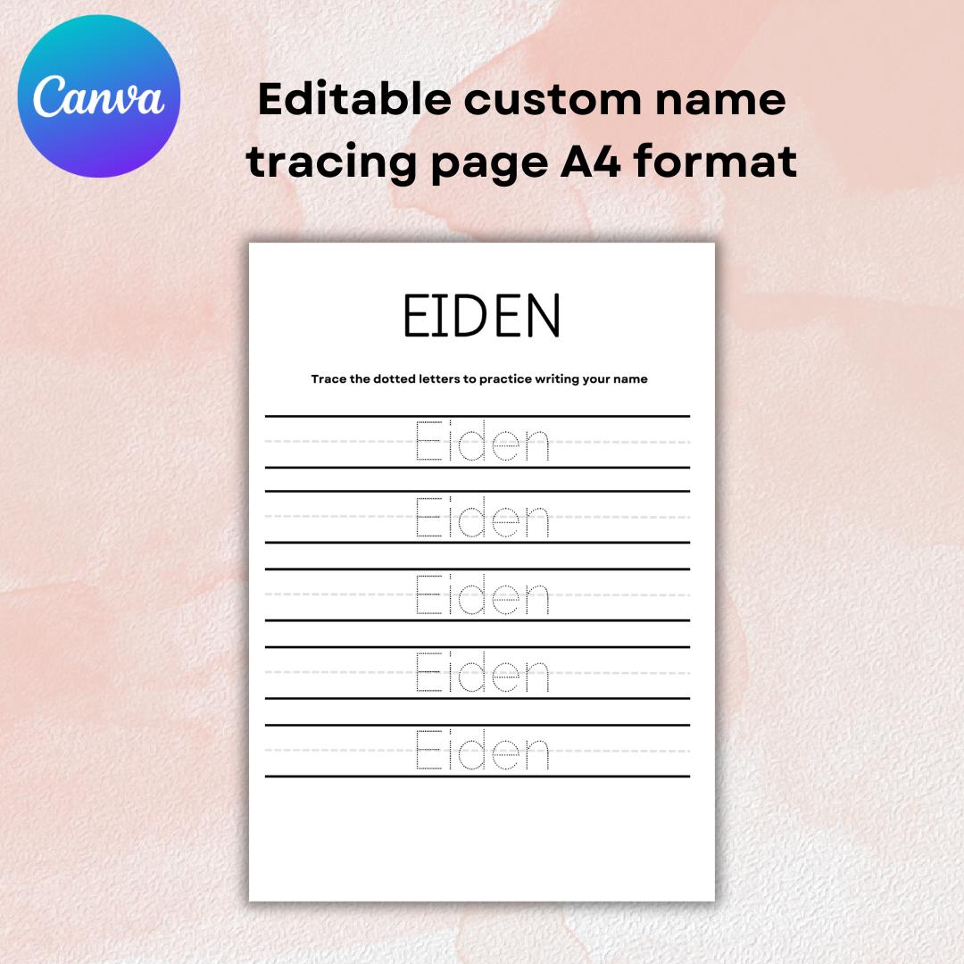 Editable Custom Name Tracing Page, Preschool or Kindergarten Worksheet ...