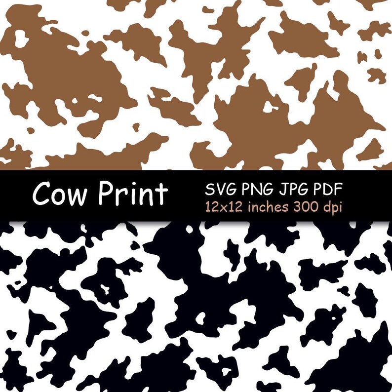 Cow Print Svg Bundle, Cow Print Digital Papers, Cow Digital Print in ...