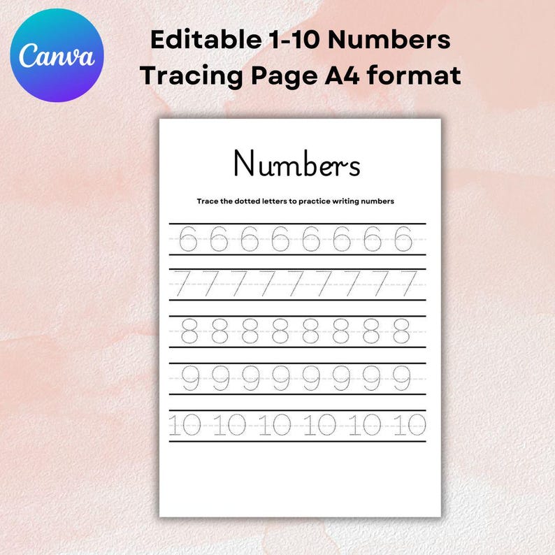 Printable Trace Numbers Worksheet, Traceable Numbers, Preschool ...