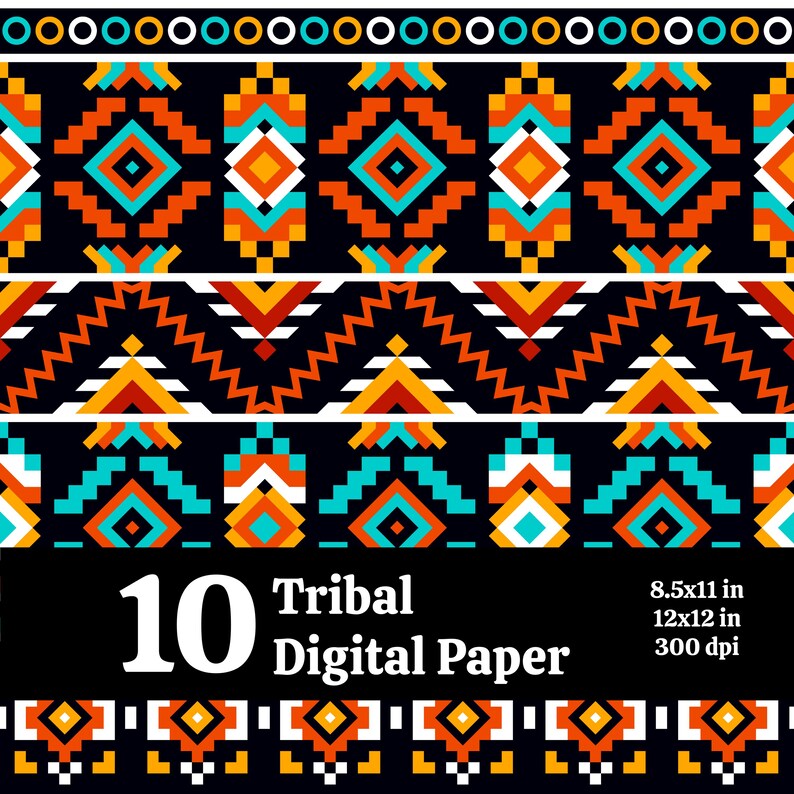 Tribal Digital Paper Bundle, Aztec Seamles Patterns, American Native ...