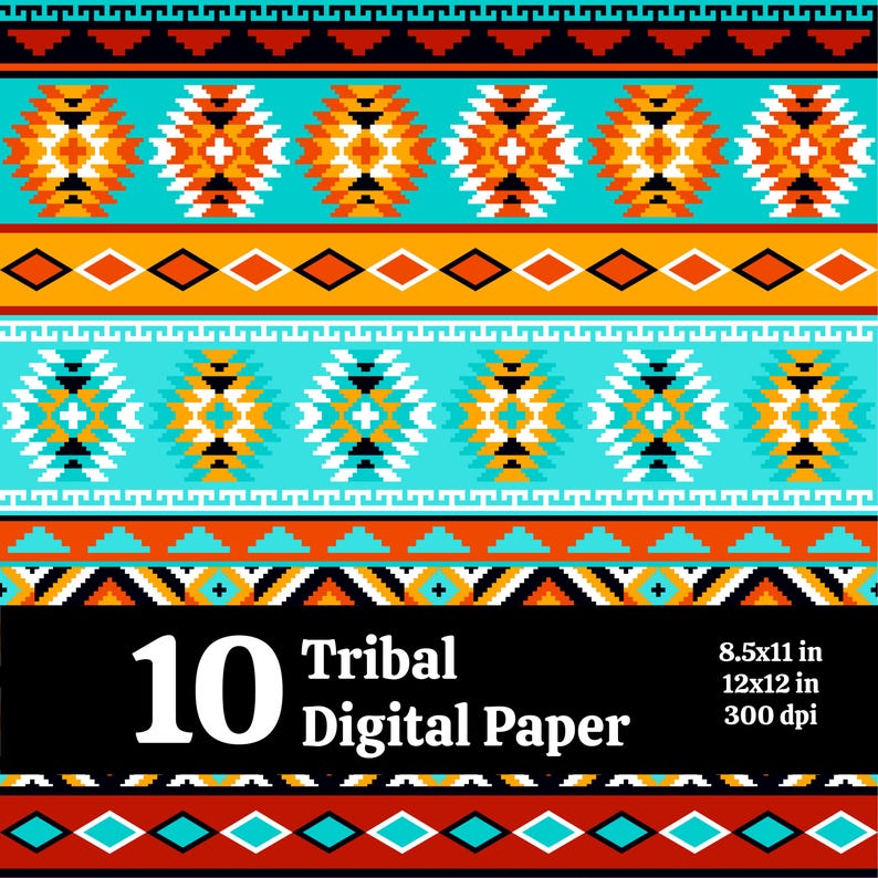 Tribal Digital Paper Bundle, Aztec Seamles Patterns, American Native ...