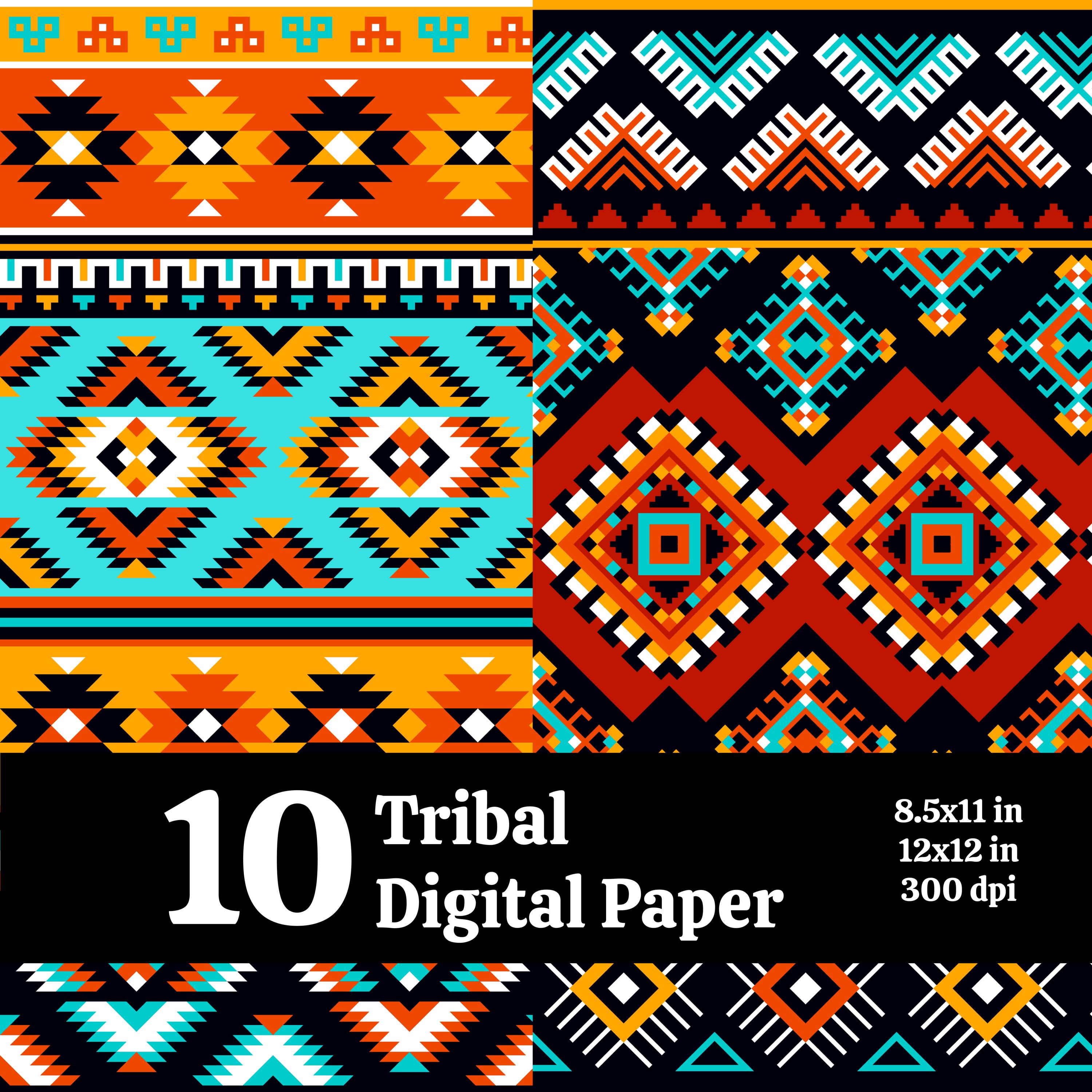 Tribal Digital Paper Bundle, Aztec Seamles Patterns, American Native ...