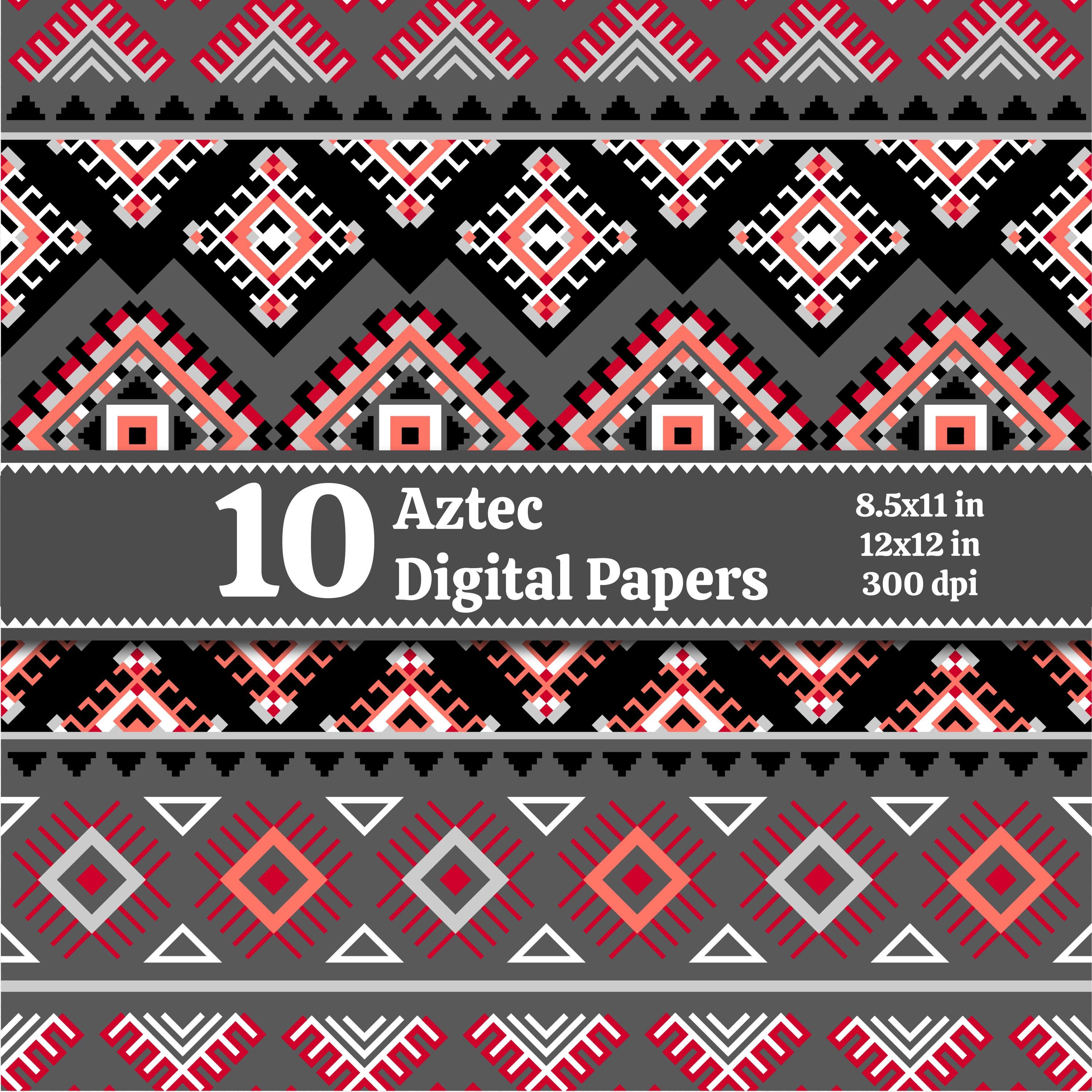 Aztec Digital Paper, Native American Inspired Geometric Patterns, Aztec ...