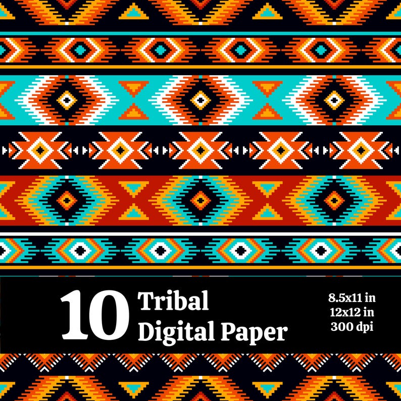 Tribal Digital Paper Bundle, Aztec Seamles Patterns, American Native ...