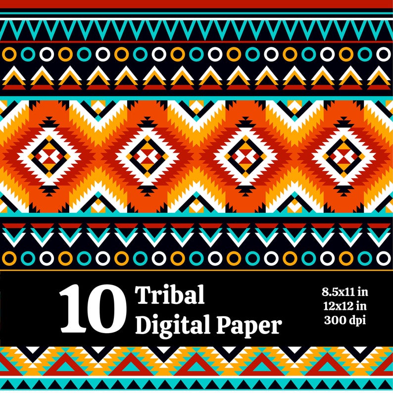 Tribal Digital Paper Bundle, Aztec Seamles Patterns, American Native ...