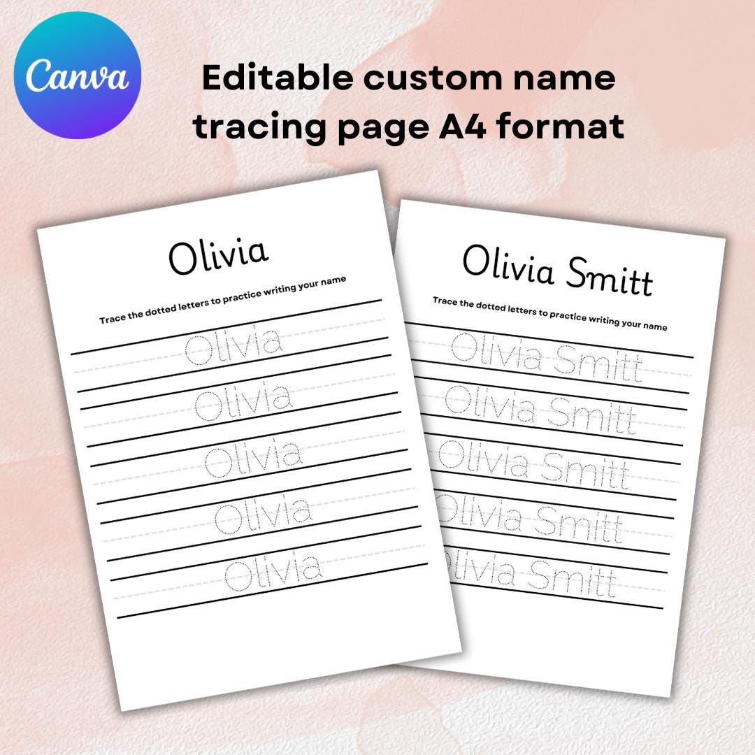 Editable Custom Name Tracing Page, Preschool or Kindergarten Worksheet ...