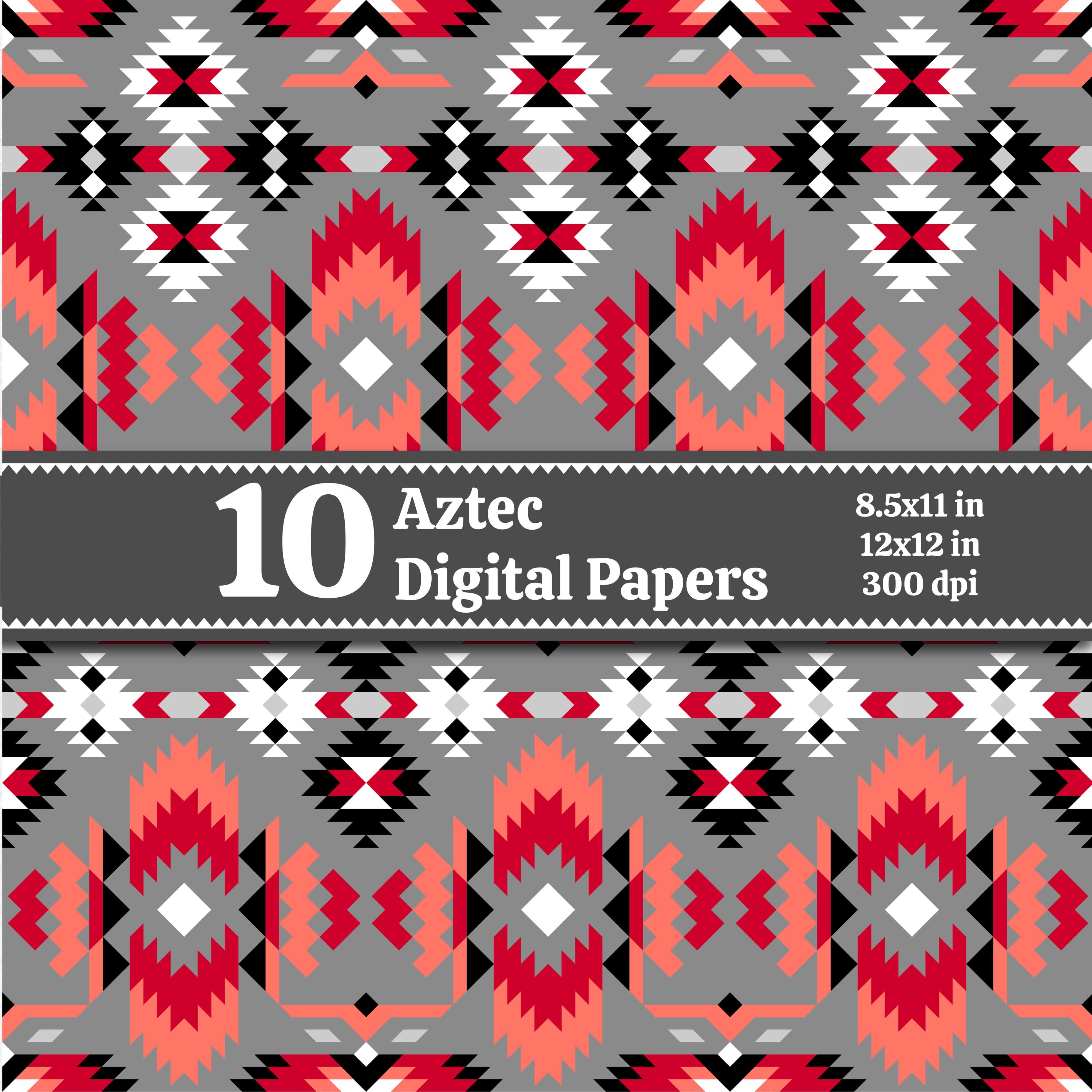 Aztec Digital Paper, Native American Inspired Geometric Patterns, Aztec ...