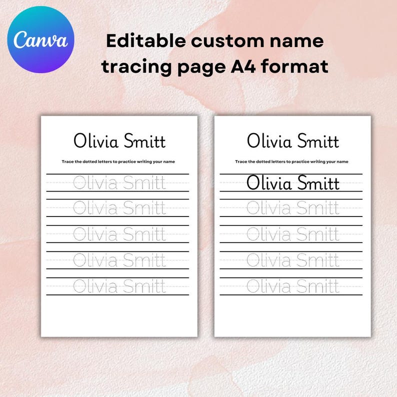 Editable Custom Name Tracing Page, Preschool or Kindergarten Worksheet ...