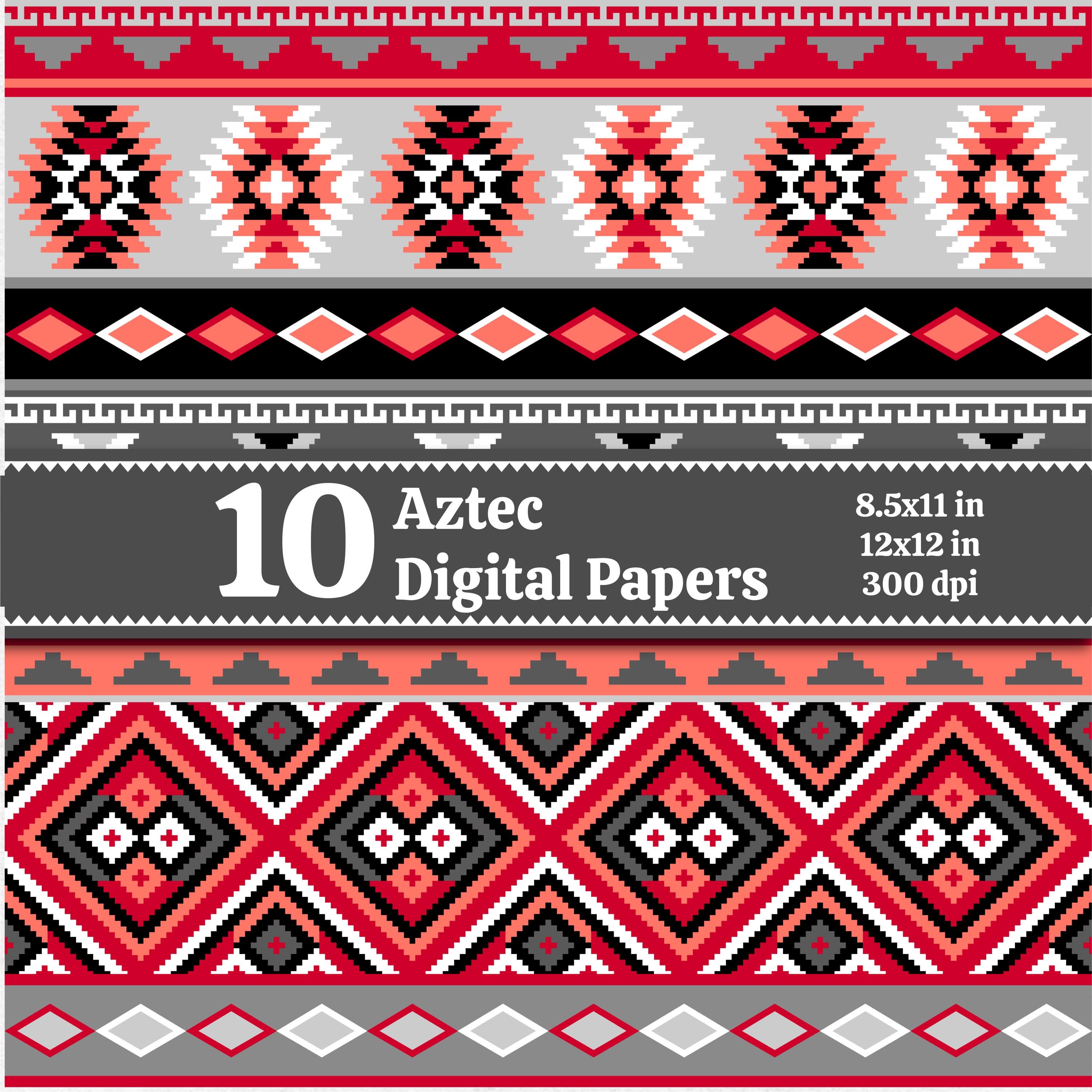 Aztec Digital Paper, Native American Inspired Geometric Patterns, Aztec ...