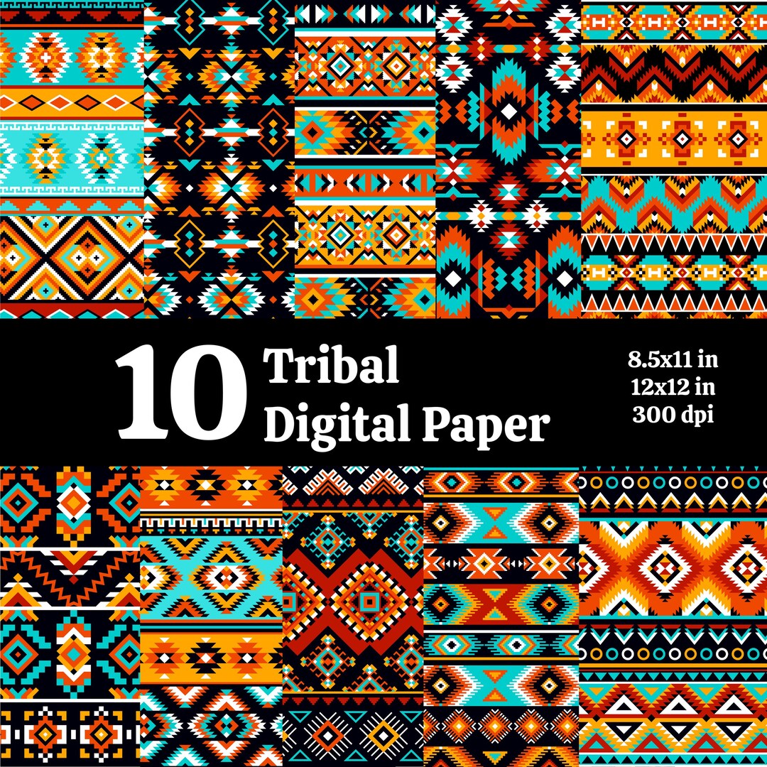Tribal Digital Paper Bundle, Aztec Seamles Patterns, American Native ...